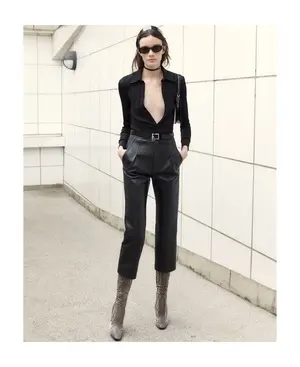 Saint Laurent Pleat Detailed Straight Leg Trousers
