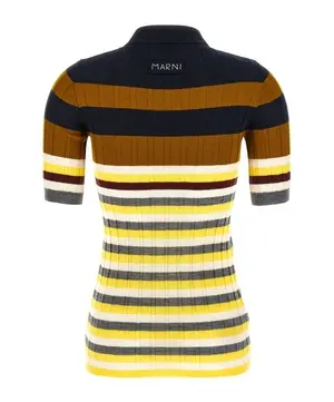 Marni Striped Ribbed Knit Polo Shirt - Multicolor