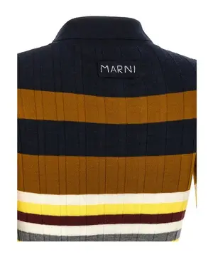 Marni Striped Ribbed Knit Polo Shirt - Multicolor