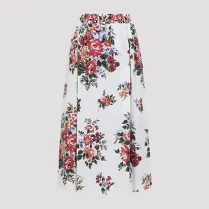 Dolce & Gabbana Floral Print Maxi Skirt - White