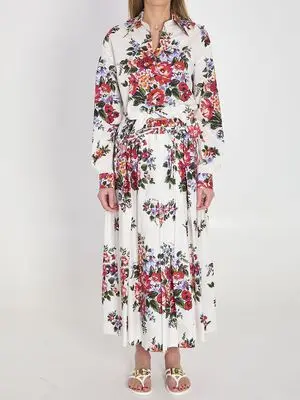Dolce & Gabbana Floral Print Maxi Skirt - White