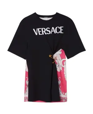 Versace Safety Pin Baroque Print Crewneck T-shirt