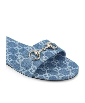 Gucci Gg Printed Slide Sandals - Blue