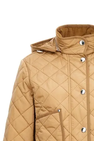 Burberry Diamond-quilted Hooded Jacket With Ekd Embroidery