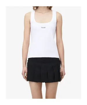 Alexander McQueen Ribbed Tank Top With Logo Plaque