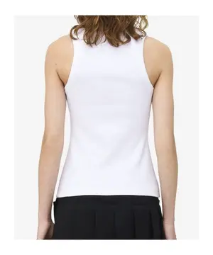 Alexander McQueen Ribbed Tank Top With Logo Plaque