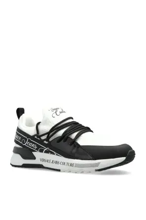 Versace Logo Printed Low-top Sneakers - Black