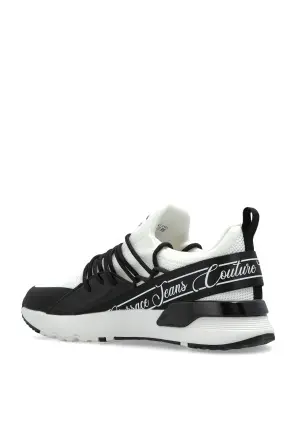 Versace Logo Printed Low-top Sneakers - Black