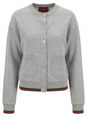 Gucci Cotton Jersey Cardigan With Web Detail