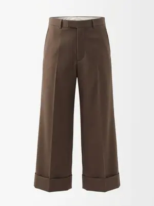 Gucci Wide Leg Gabardine Trousers