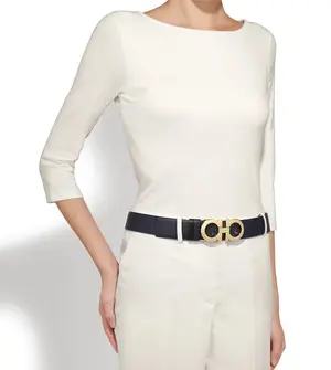 FERRAGAMO Gancini Reversible Buckle Belt - Black