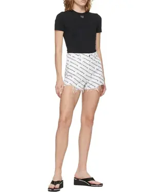 Alexander Wang Logo Print Denim Shorts