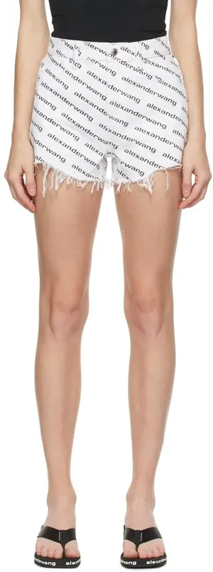 Alexander Wang Logo Print Denim Shorts