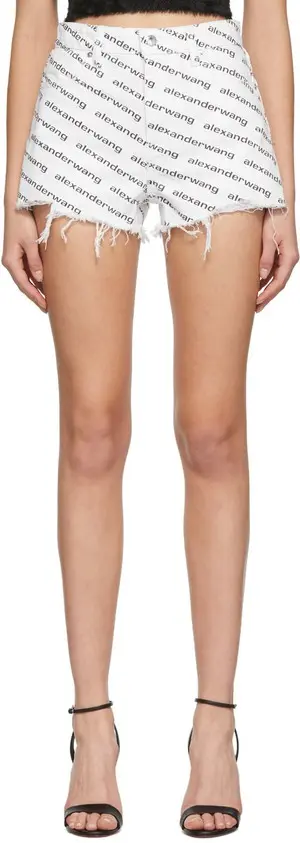Alexander Wang Logo Print Denim Shorts