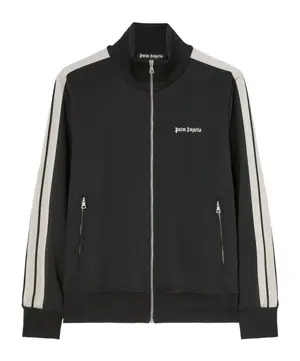 Palm Angels Logo Embroidered Track Jacket - Black