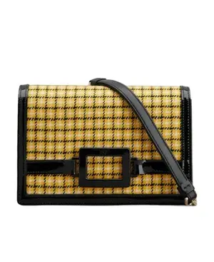 ROGER VIVIER Roger Vivier Checked Foldover Clutch Bag Black