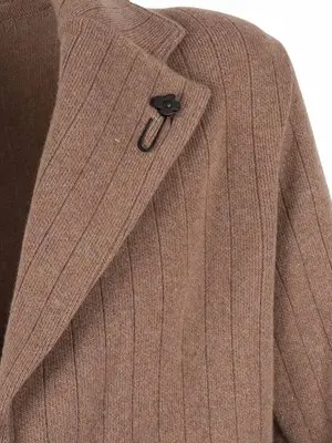 LARDINI Ribbed Single Breasted Buttoned Blazer