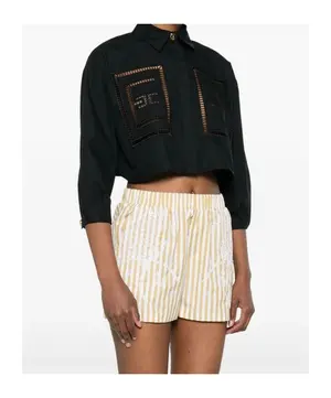 Elisabetta Franchi Cropped Shirt With Three-quarter Length Sleeves