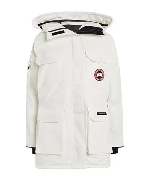 Canada Goose Expedition Long Sleeve Down Jacket With Adjustable Hood - White