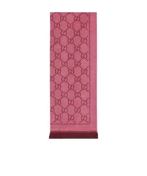 Gucci Gg Jacquard Pattern Knitted Scarf - Pink
