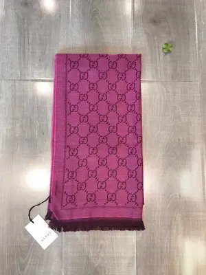 Gucci Gg Jacquard Pattern Knitted Scarf - Pink