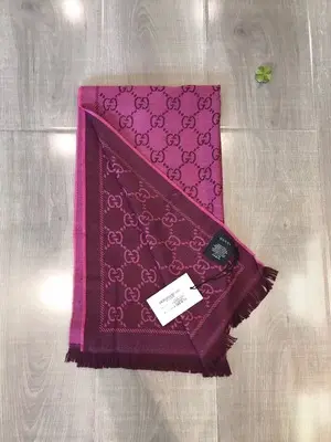 Gucci Gg Jacquard Pattern Knitted Scarf - Pink