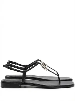 Gucci Logo Plaque Thong Sandals - Black