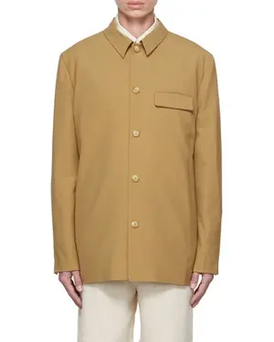 Nanushka Button-up Straight Hem Tailored Overshirt - Brown