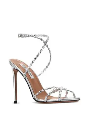 AQUAZZURA 85mm Love Struck Crystal-embellished Sandals - Silver