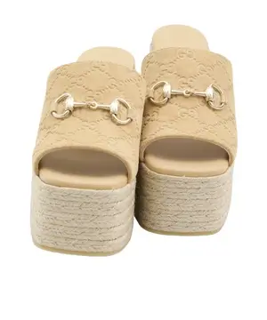 Gucci Horsebit Platform Espadrille Wedges