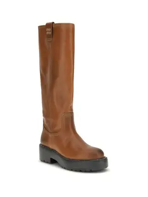 Miu Miu 55mm Platform Lug-sole Knee-high Boots - Brown