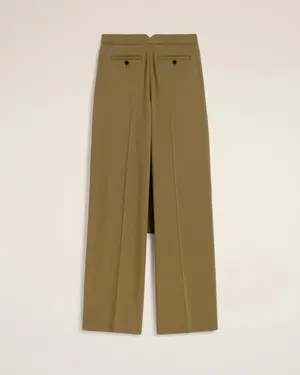 AMI Paris Front Panel Wide Leg Trousers - Green