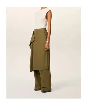 AMI Paris Front Panel Wide Leg Trousers - Green