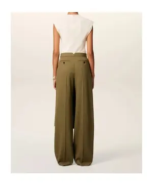 AMI Paris Front Panel Wide Leg Trousers - Green