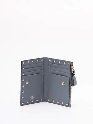 Valentino Garavani Studded Zip Wallet - Gray