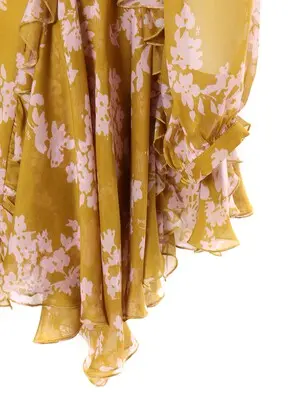 Elisabetta Franchi Ruffled Floral Print Voile Dress - Brown