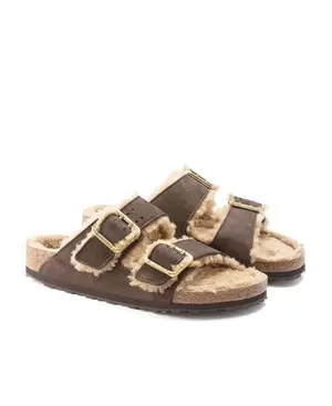 BIRKENSTOCK Fur-lined Double-strap Sandals - Brown