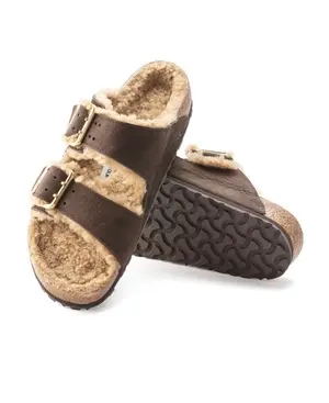 BIRKENSTOCK Fur-lined Double-strap Sandals - Brown