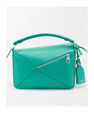 Loewe Small Featherlight Puzzle Bag In Nappa Lambskin - Green