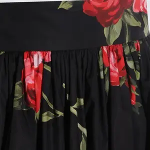 Dolce & Gabbana Rose Bouquet Printed Tiered Mini Skirt - Black