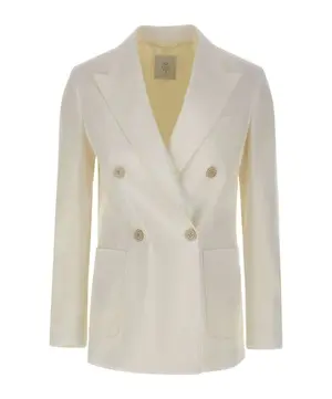 Eleventy Double-breasted Peak-lapel Blazer - White