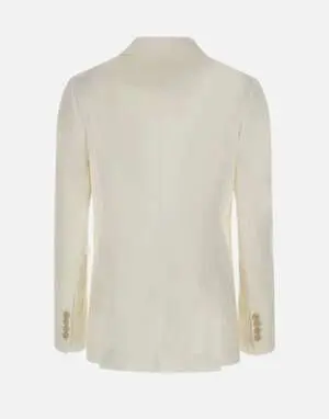 Eleventy Double-breasted Peak-lapel Blazer - White