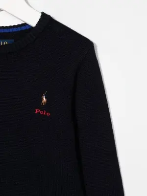 Polo Ralph Lauren Embroidered Logo Crewneck Sweater - Black