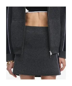 SELF-PORTRAIT Ribbed Knit Mini Skirt With Contrast Panelling