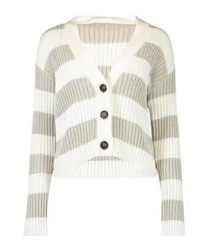 Brunello Cucinelli Striped Ribbed-knit Cardigan