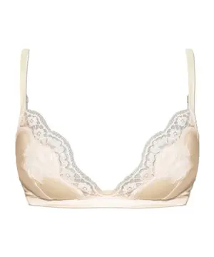 Dolce & Gabbana Lace-appliqué Silk-blend Triangle Bra - White