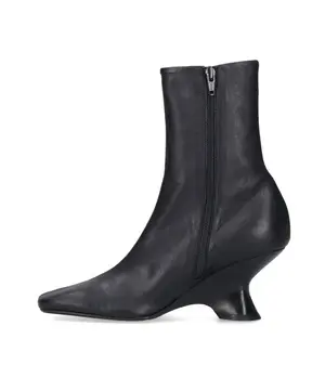 Dries Van Noten Square Toe Ankle Boots With Shaped Heel And Side Zip - Black