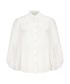 Zimmermann Floral Embroidered Ramie Shirt