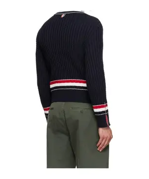 Thom Browne Rwb Intarsia-knit V-neck Jumper