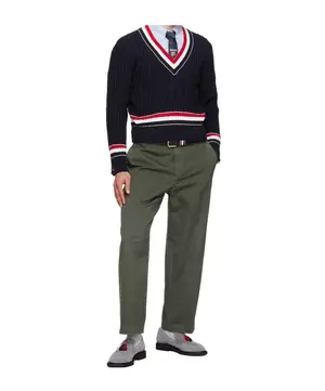Thom Browne Rwb Intarsia-knit V-neck Jumper